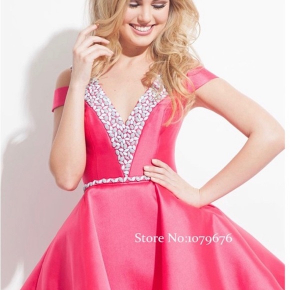 Rachel Allan | Dresses | Rachel Allan Hot Pink Beaded Homecoming Dress ...
